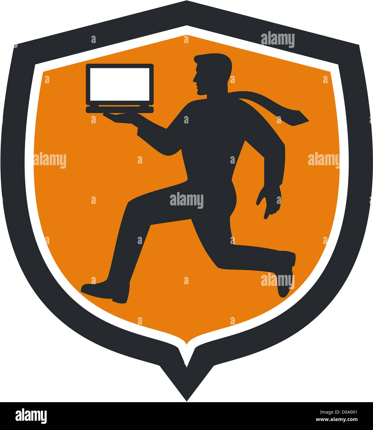 Illustration of computer technician repairman geek carrying laptop ...