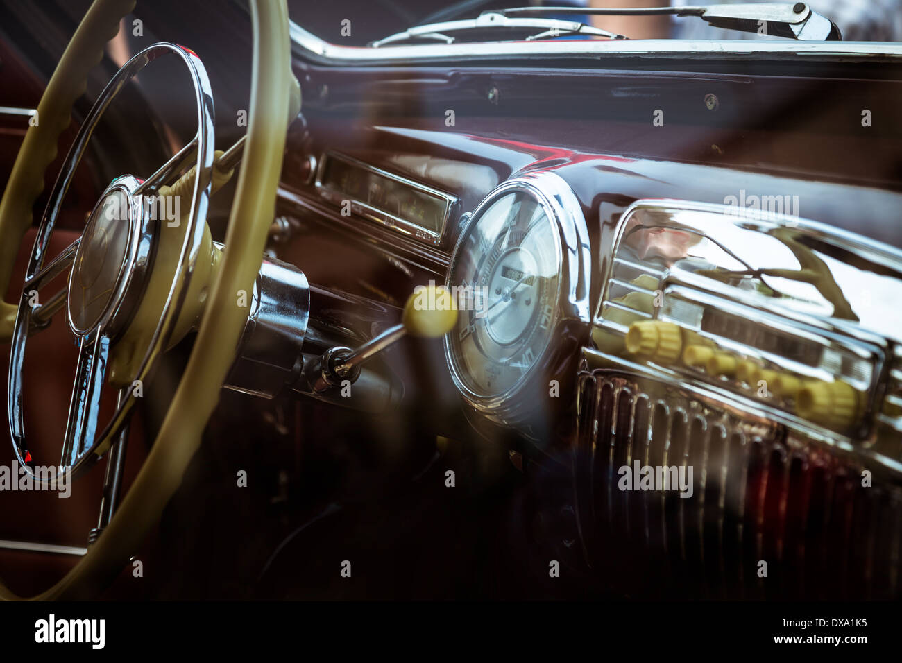 Interior of old retro automobile Stock Photo - Alamy