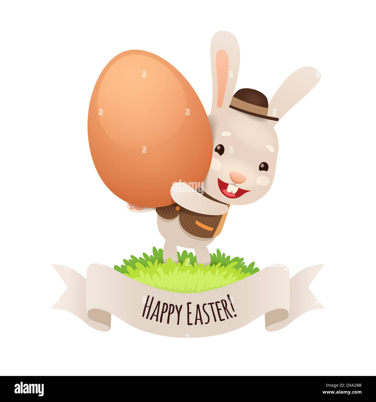 Happy Easter Bunny With Egg Stock Photo - Alamy