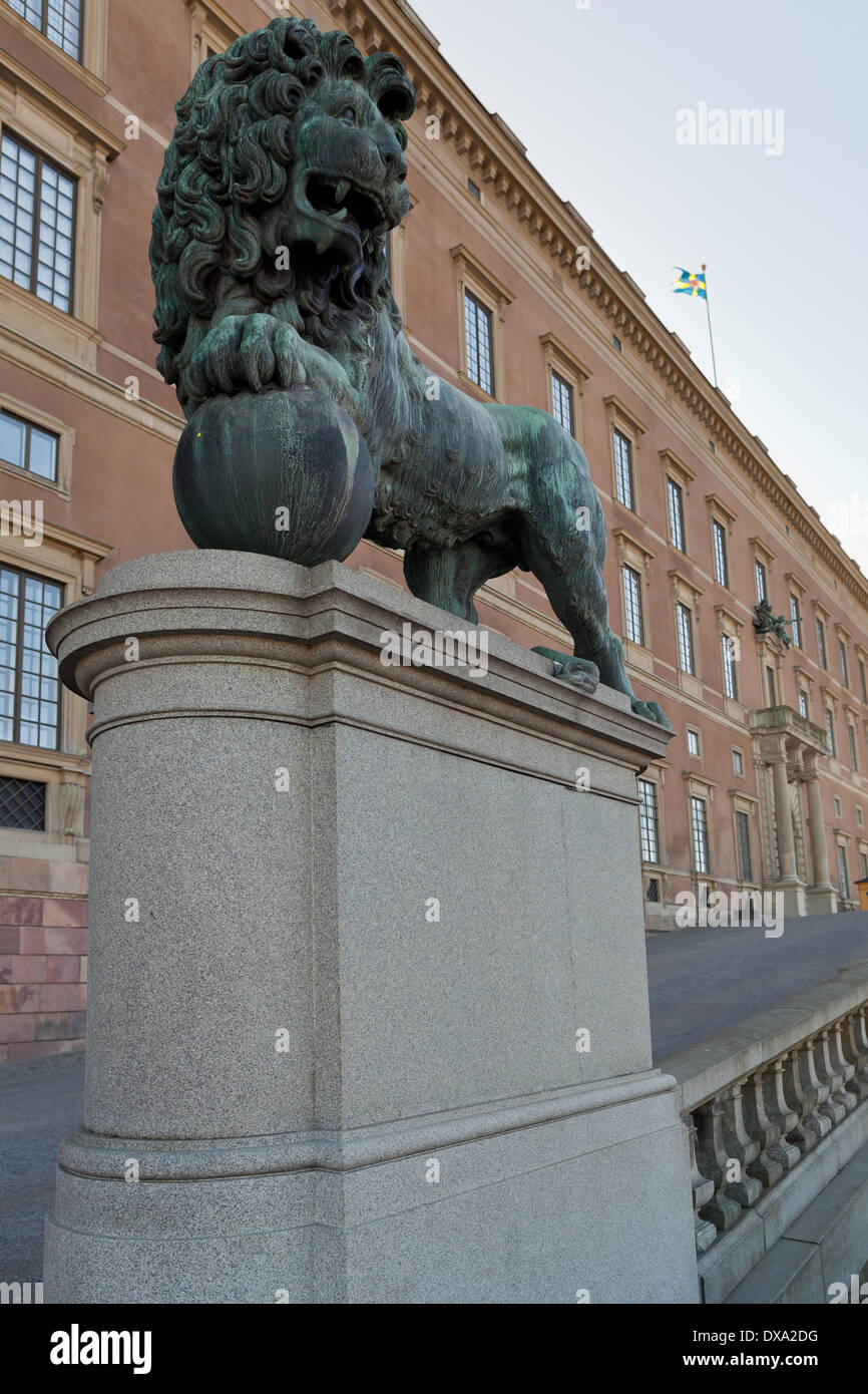 Stockholm, Sweden - Lion figure at the Kungliga Slottet (The Royal ...