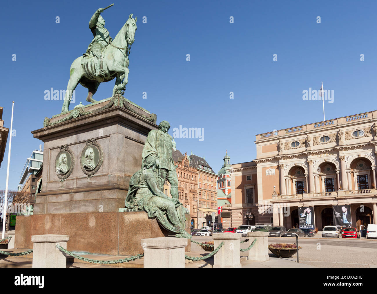 Stockholm, Sweden - Gustav II Adolf statue in front of the Operan ...