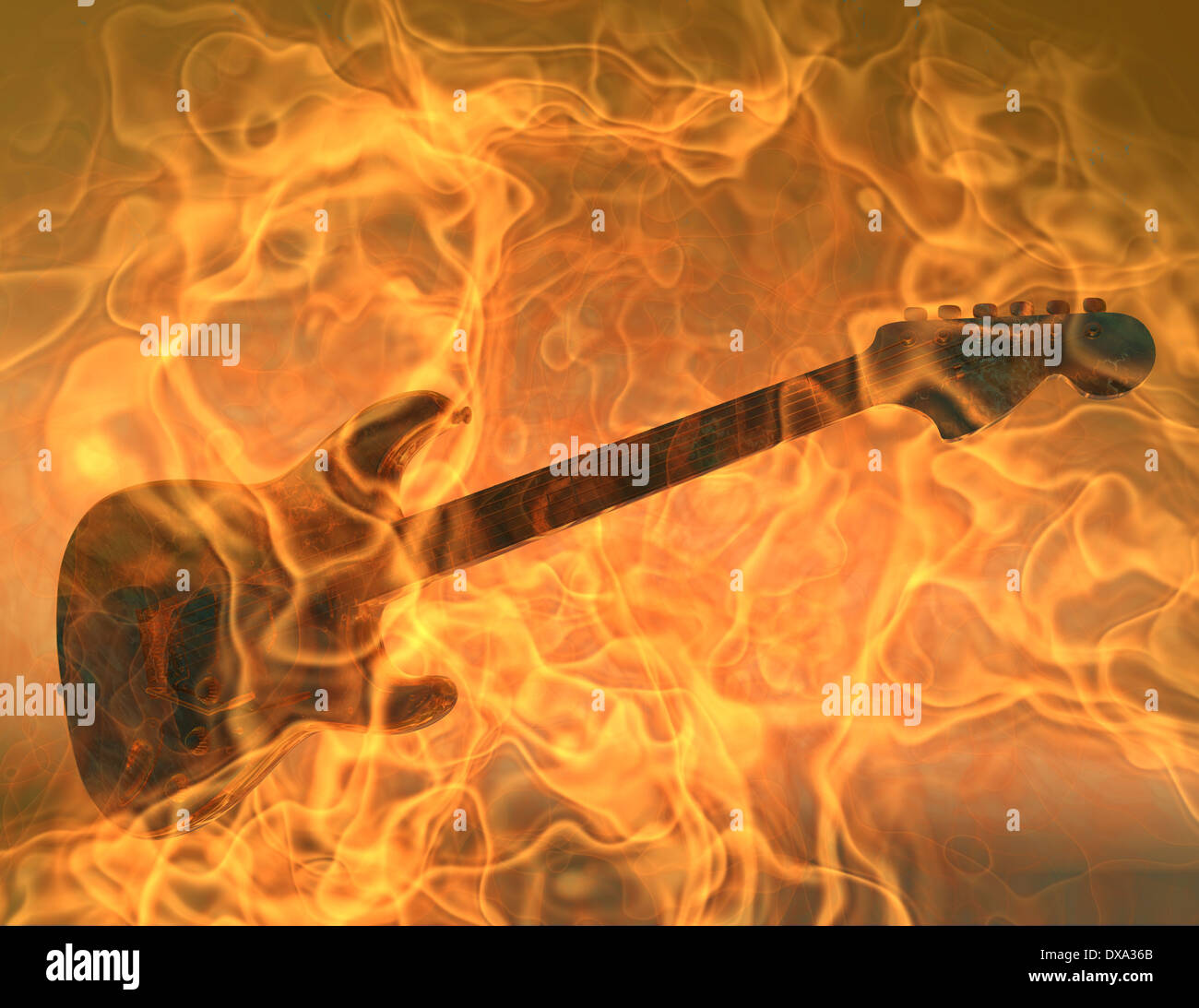 guitar in flames Stock Photo - Alamy