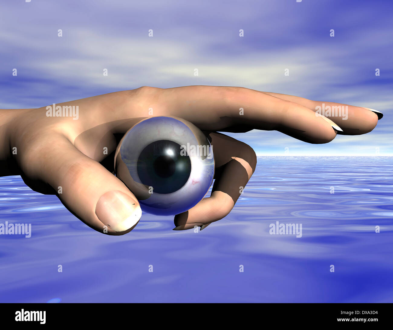 surrealistic composition of eye and hand Stock Photo - Alamy