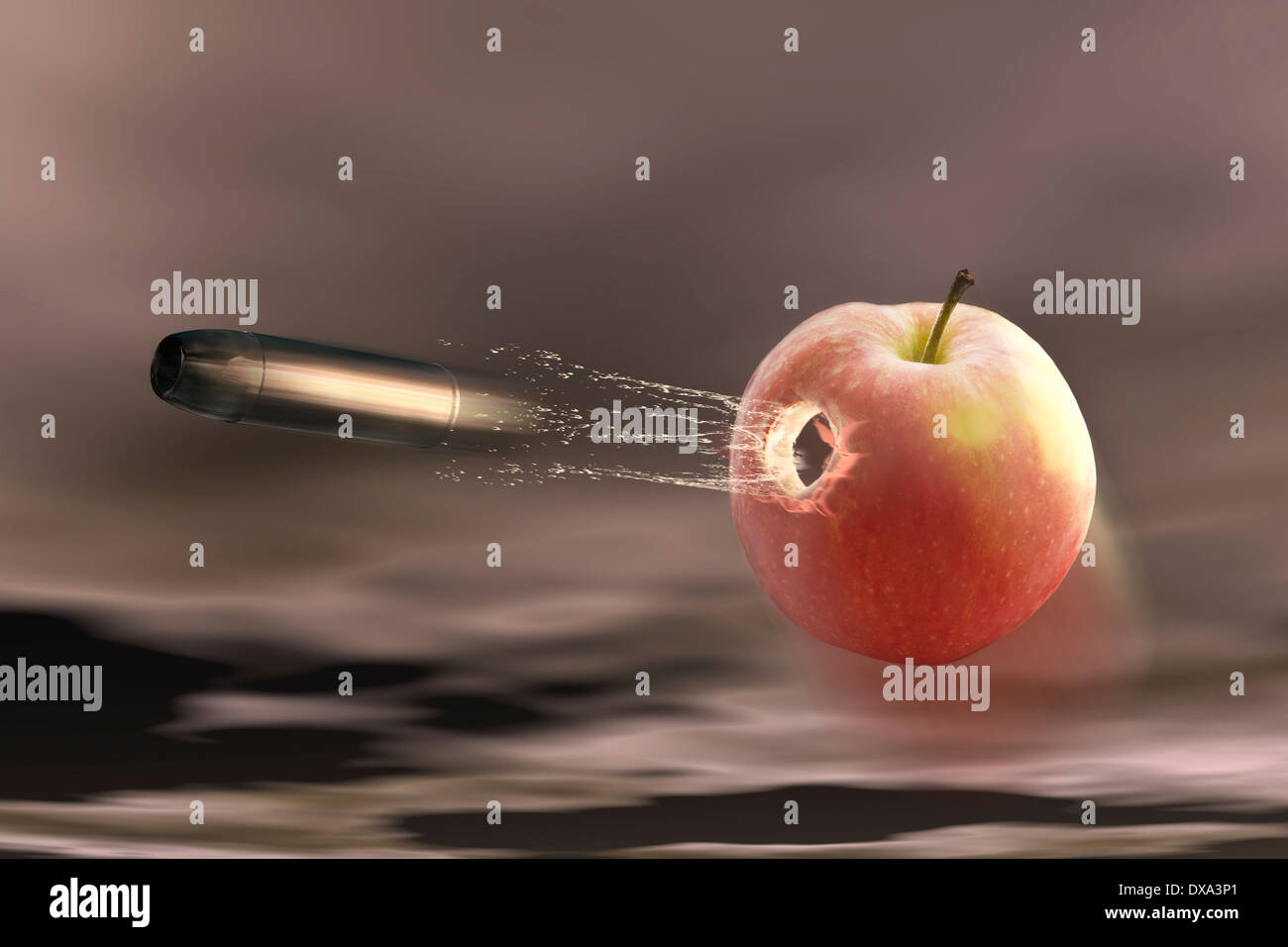 Bullet striking apple hi-res stock photography and images - Alamy