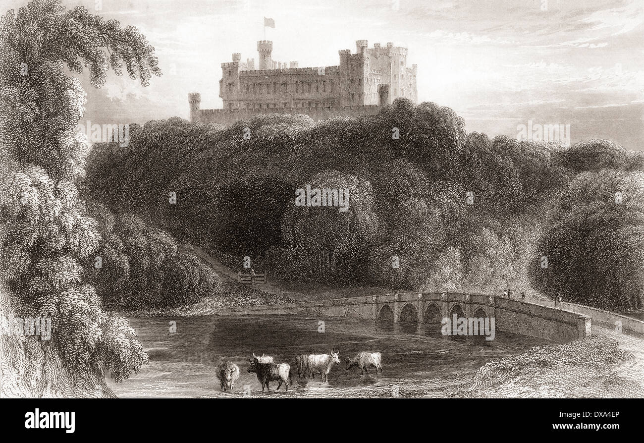 19th century view of Belvoir Castle (pronounced Beaver) Leicestershire ...