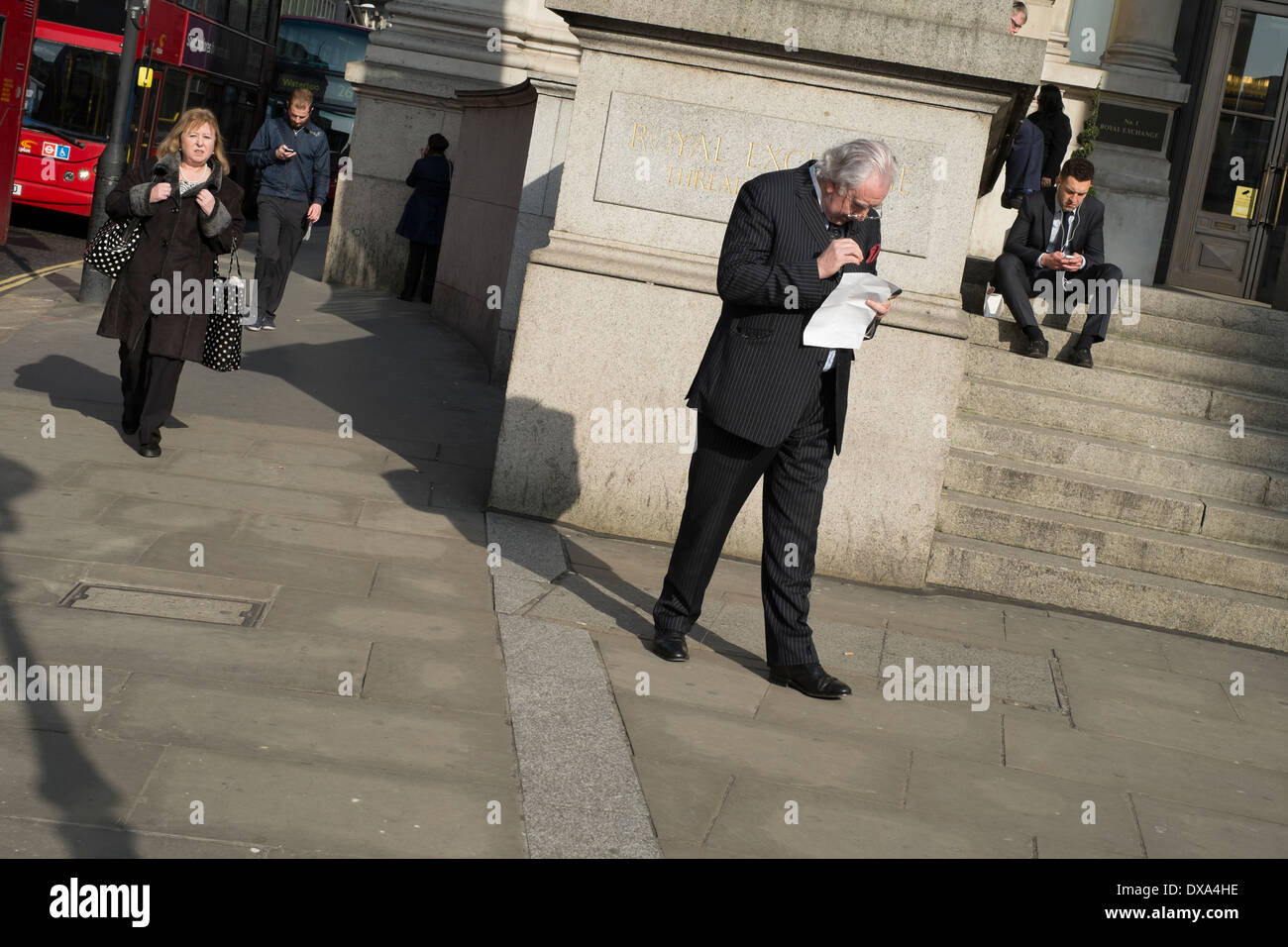 The financial district. The city of London. Man in pinstriped suit ...