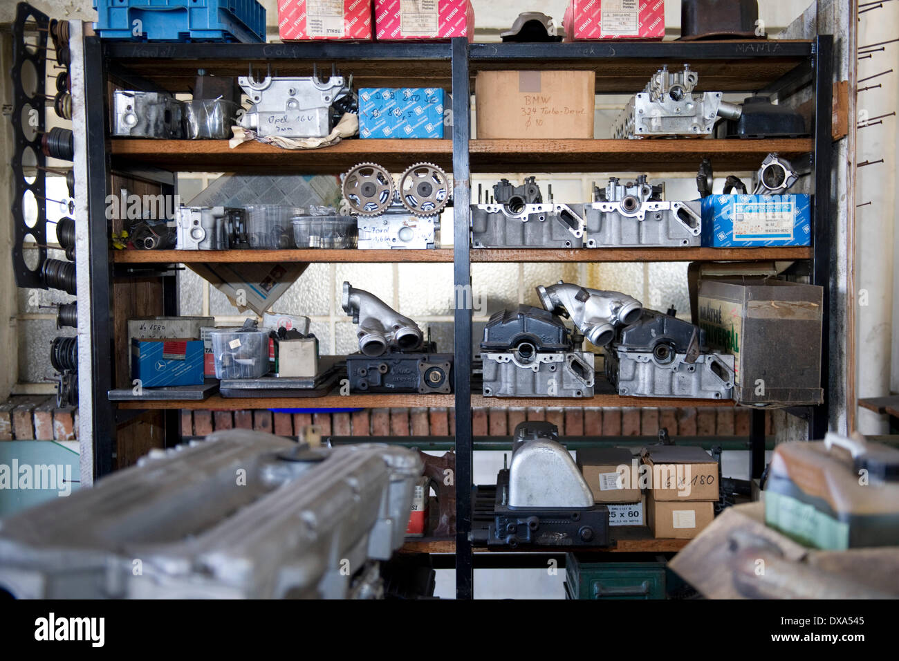 Car workshop, photographed on february 14th 2014 in Heidelberg Stock ...