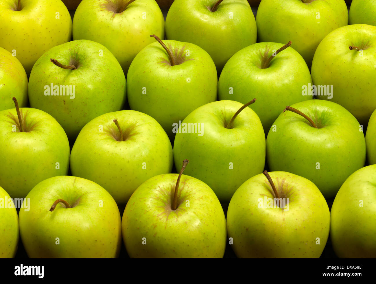 Background lots green apples hi-res stock photography and images - Alamy