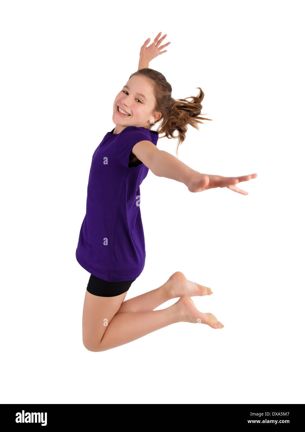 little girl jumping isolated in white Stock Photo - Alamy