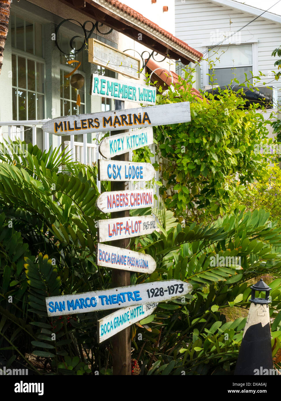 Kitschy Humorous Directional Sign Post, Boca Grande, FL, USA Stock ...