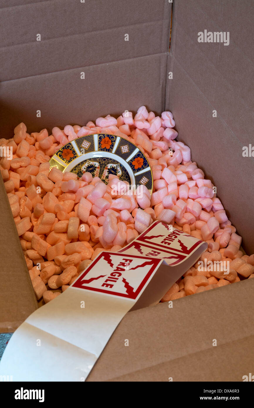 Shipping Box with Protection Materials and Fragile Stickers, USA Stock ...