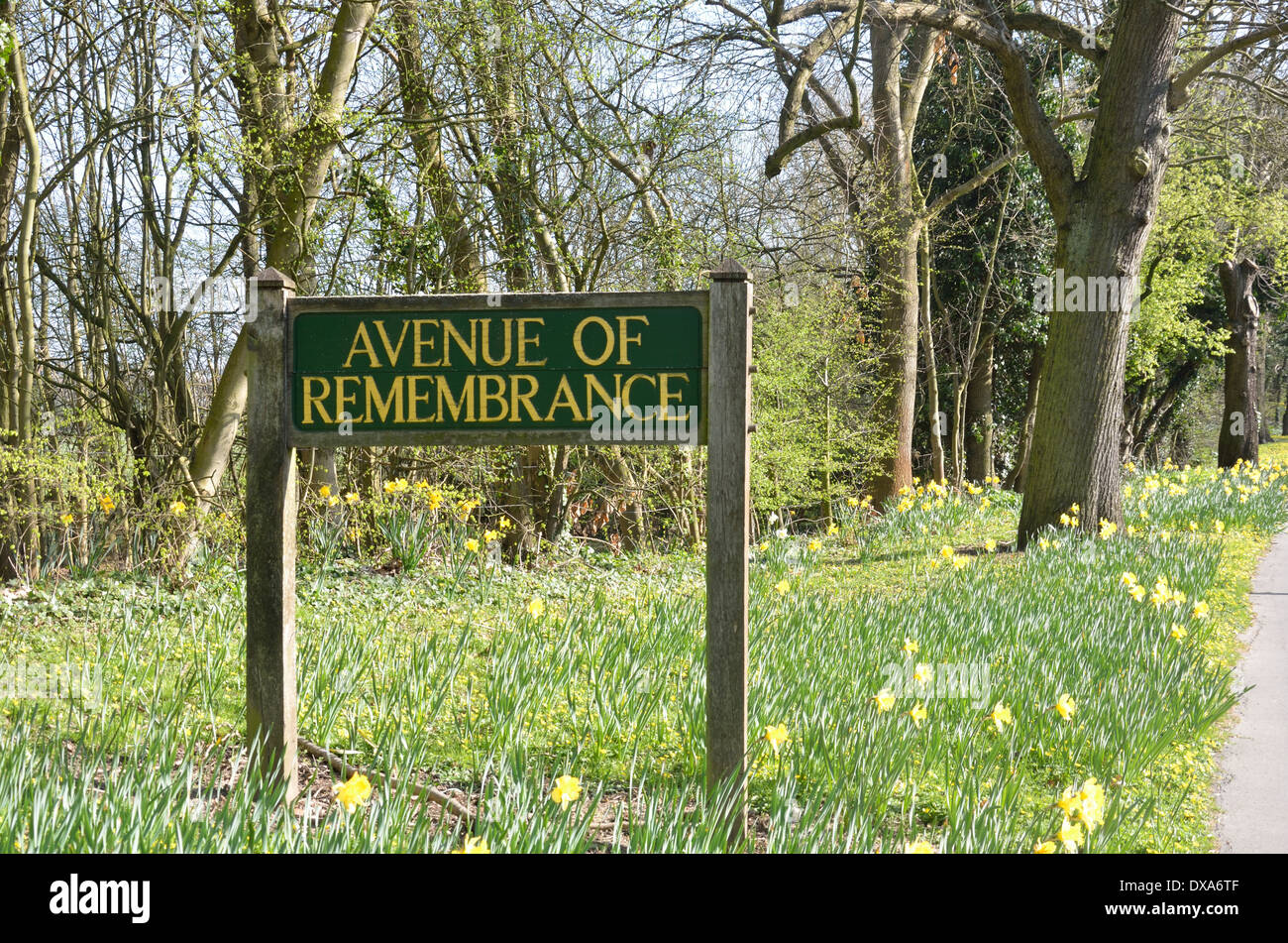 Avenue of remembrance sign Stock Photo - Alamy