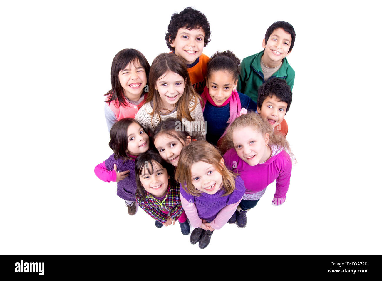 Group of children posing isolated in white Stock Photo - Alamy