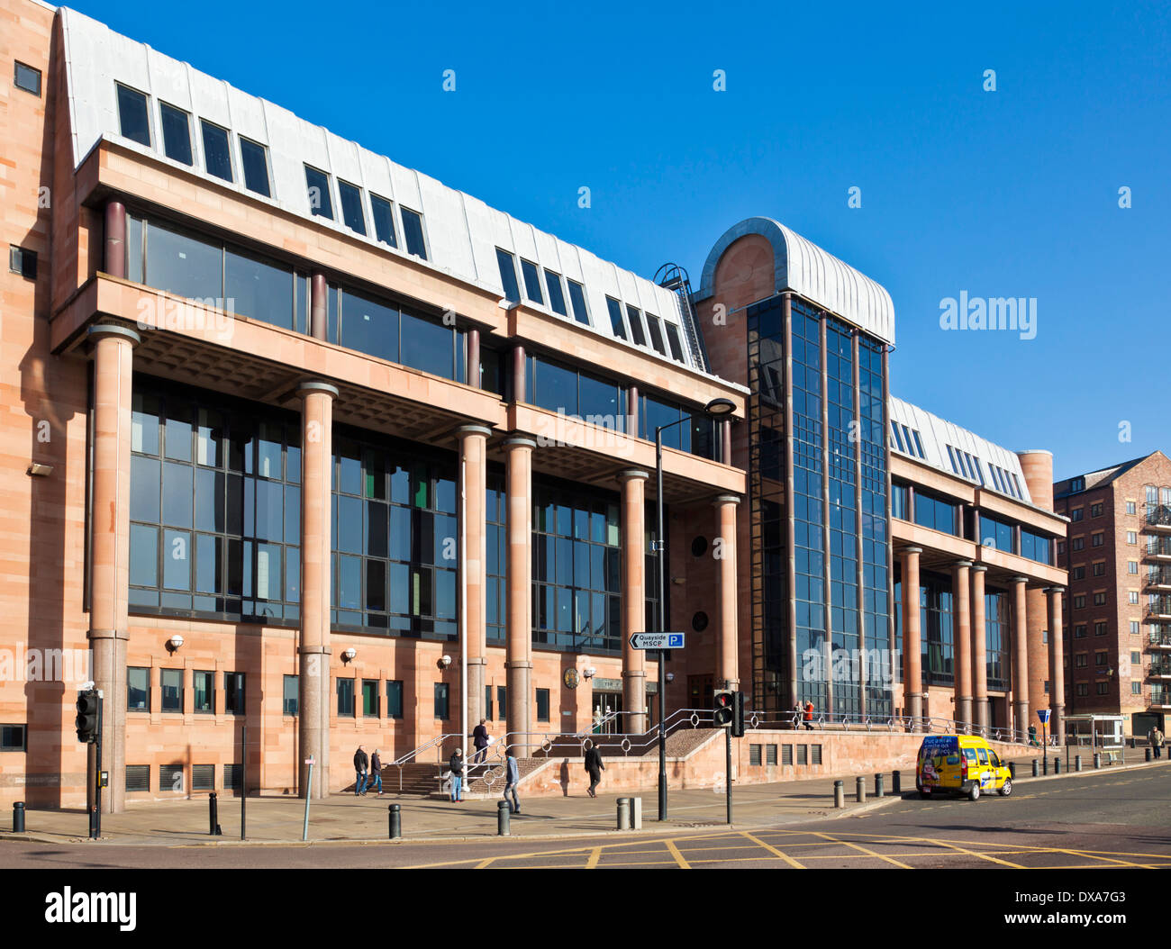 Front entrance of Newcastle crown court Newcastle upon tyne Tyneside ...