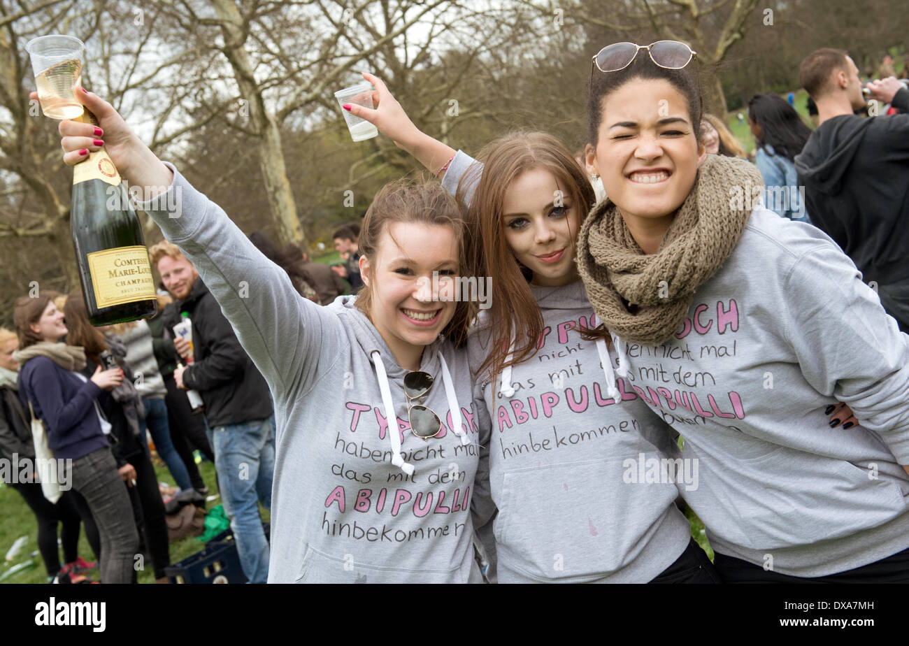 Frankfurt Main, Germany. 21st Mar, 2014. High school students celebrate ...