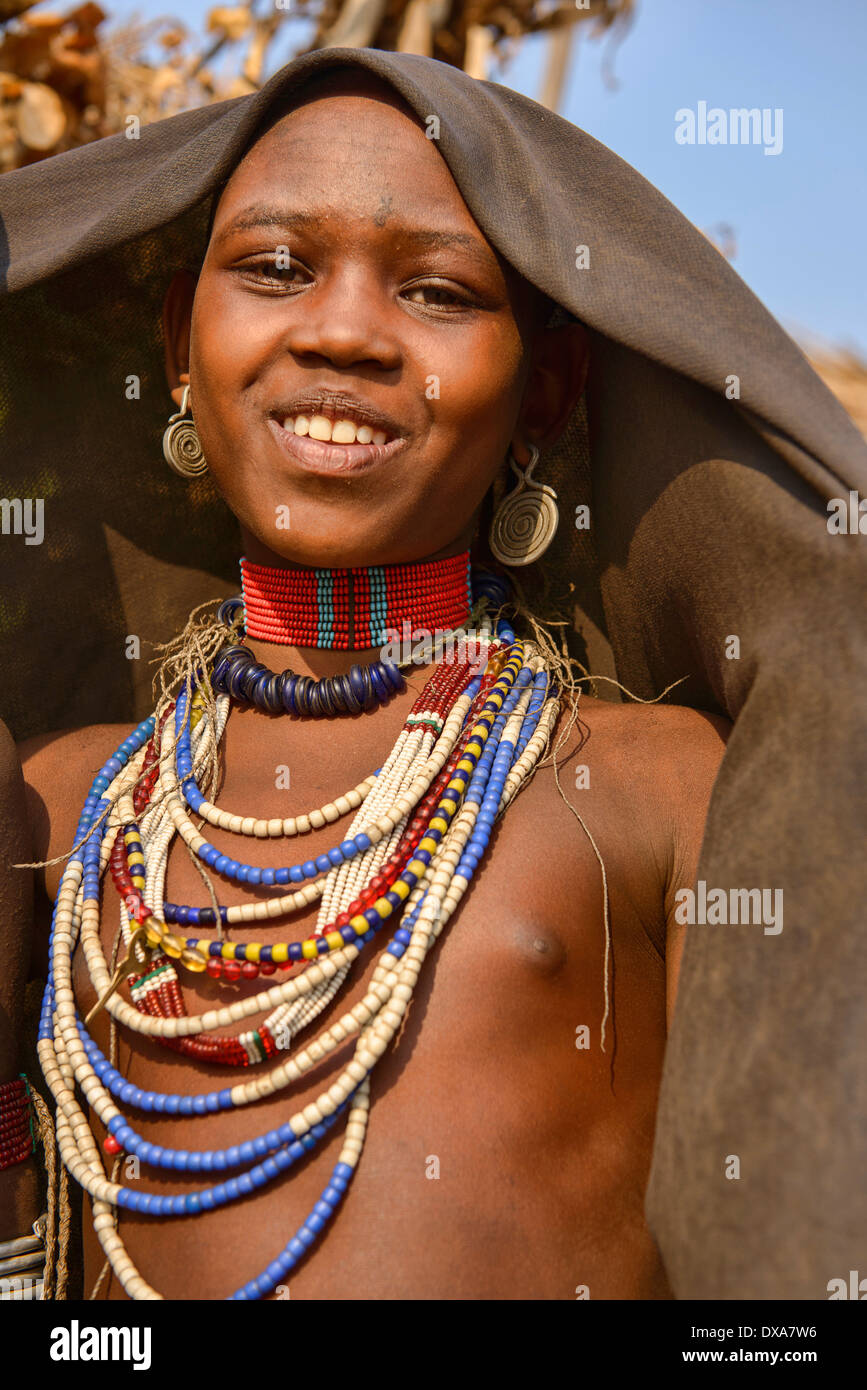 Girl Of The Arbore Tribe In The Lower Omo Valley Of Ethiopia Stock