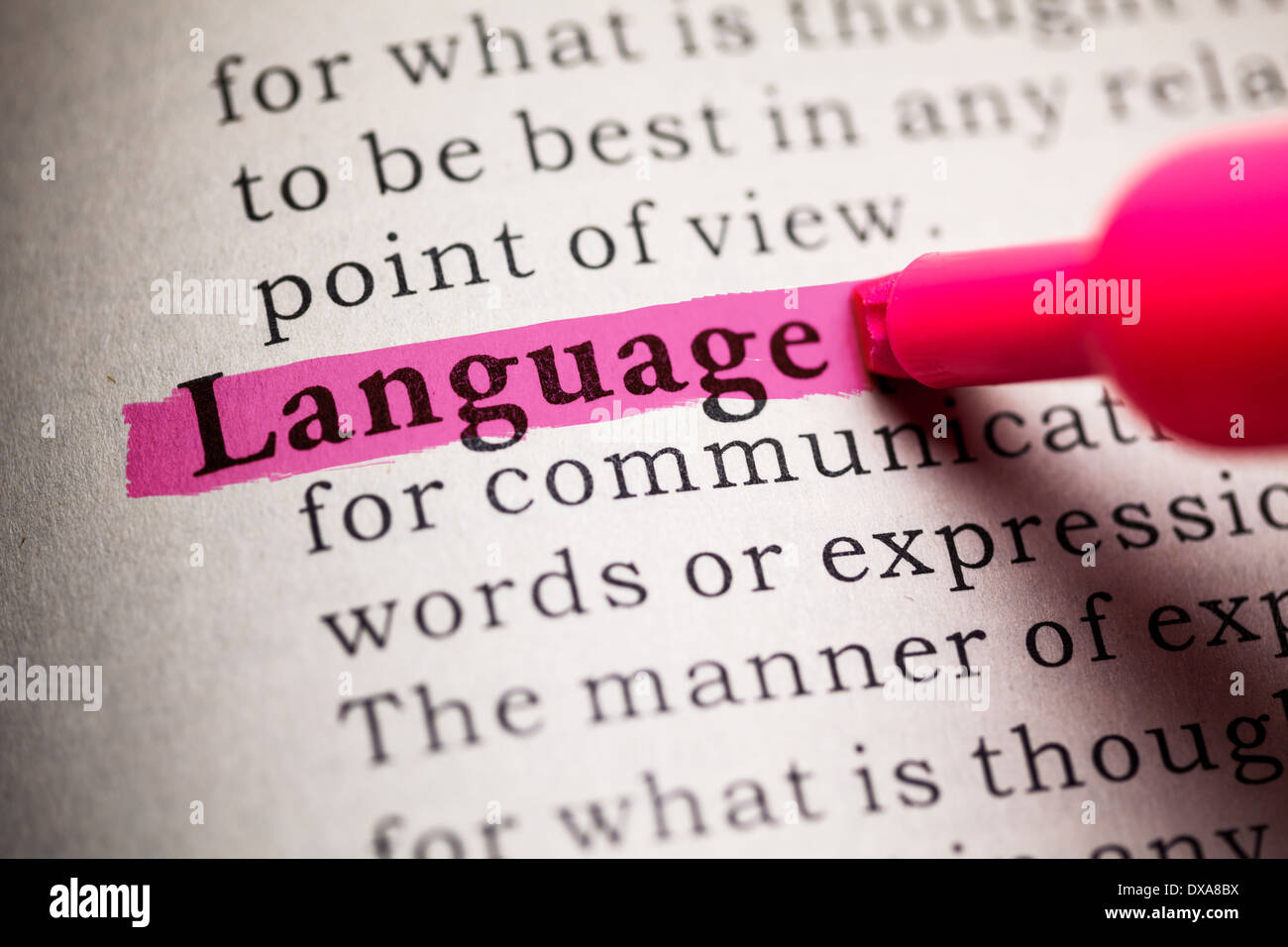 Fake Dictionary, definition of the word Language Stock Photo - Alamy
