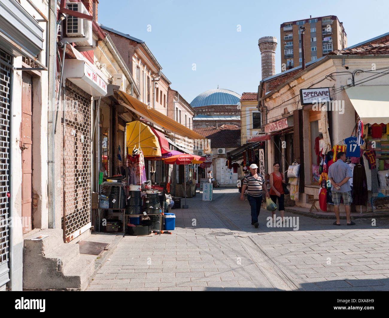 Street in the old town area of Bitola, Macedonia's second city located ...