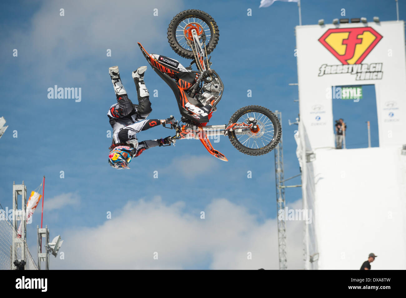 FMX Freestyle Moto Cross professional Mat Rebaud (CHE) shows ...