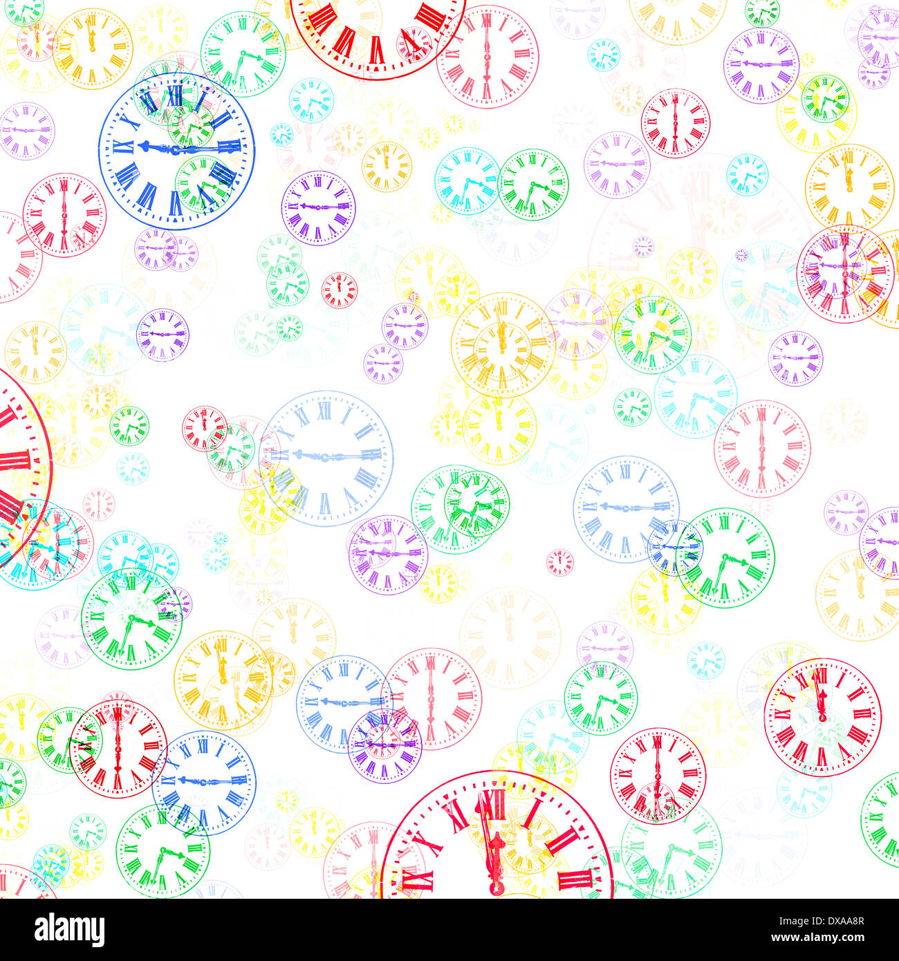 Multi-Colored Clocks Abstract Background Stock Photo - Alamy
