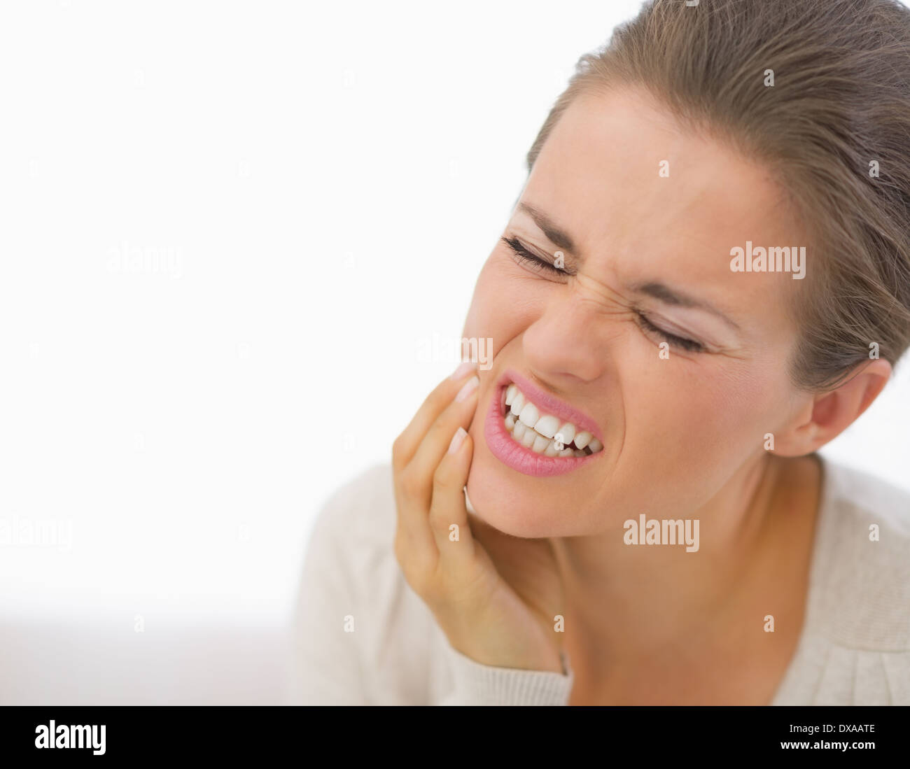 Portrait of young woman with toothache Stock Photo - Alamy