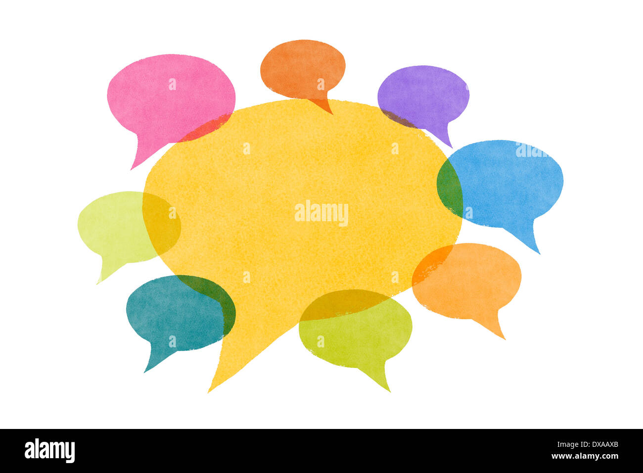 Conversation - Abstract Watercolor Painted Speech Bubbles Stock Photo ...