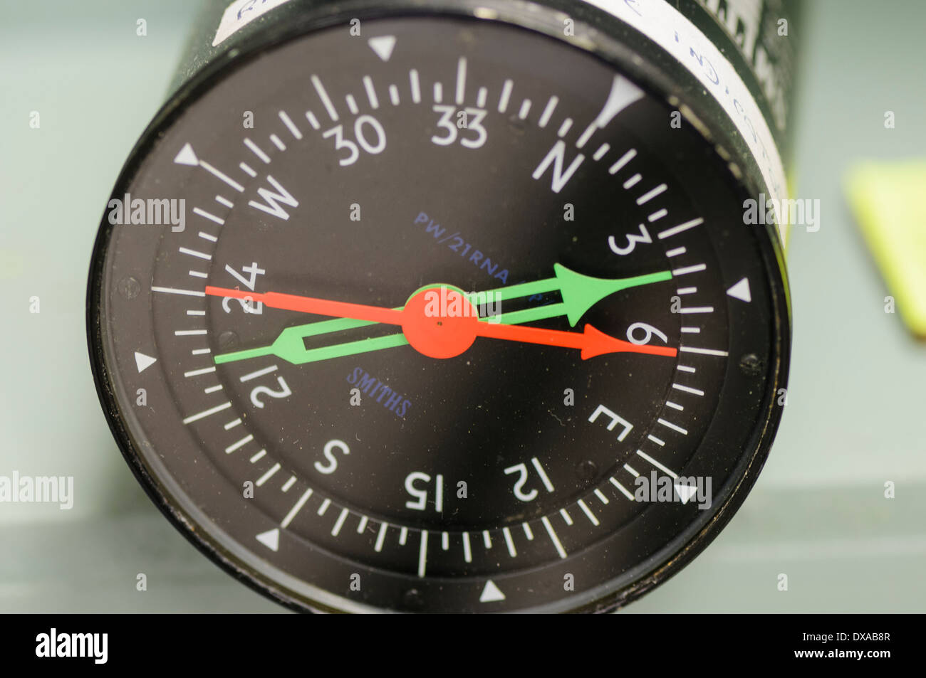 Compass from an airplane control panel Stock Photo - Alamy