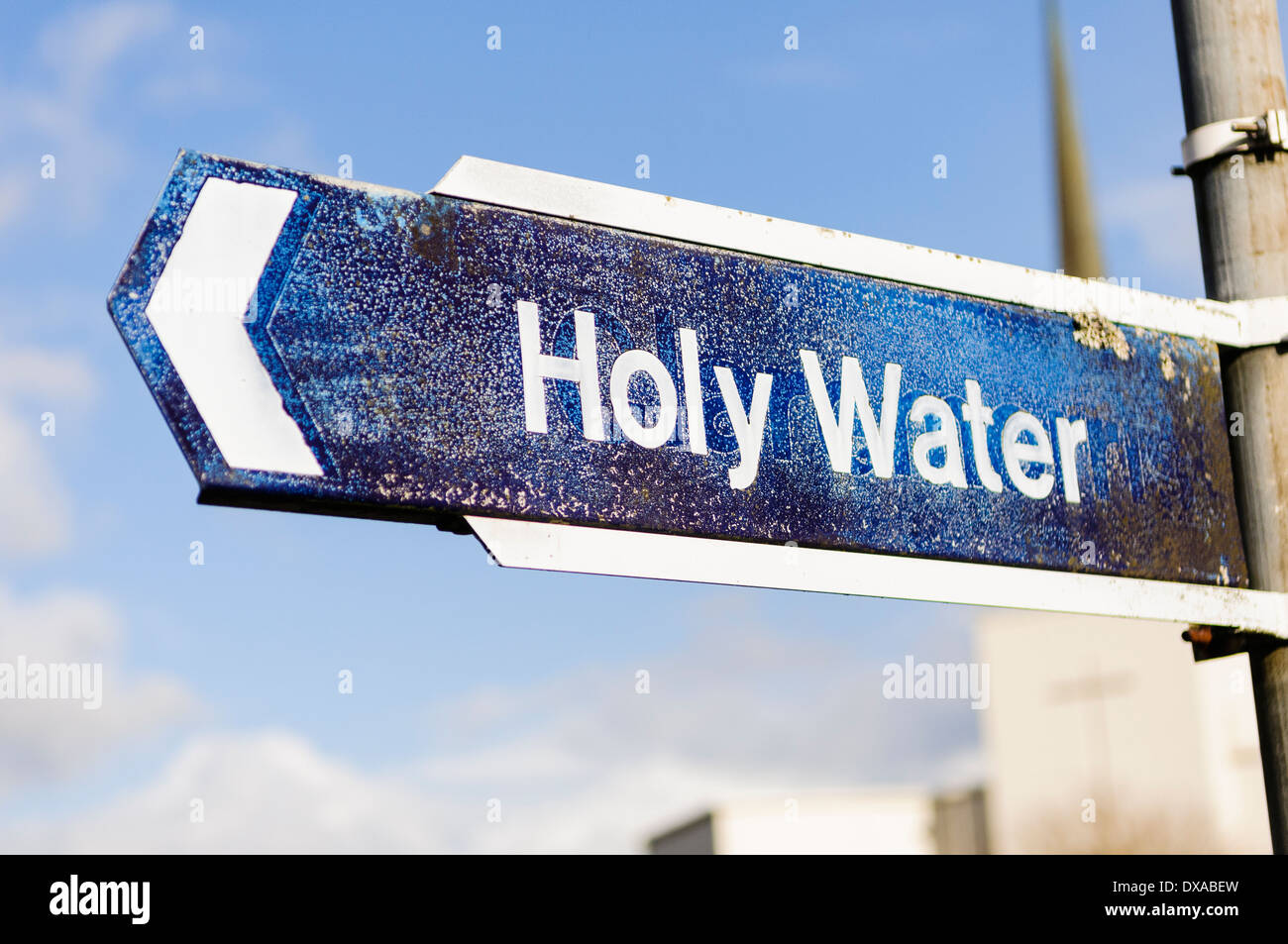 Holy water direction sign hi-res stock photography and images - Alamy