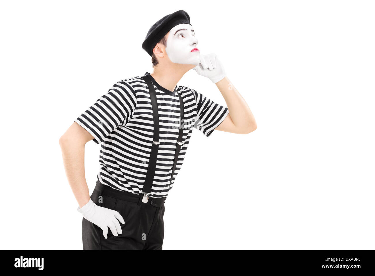 Mime artist listening something Stock Photo - Alamy