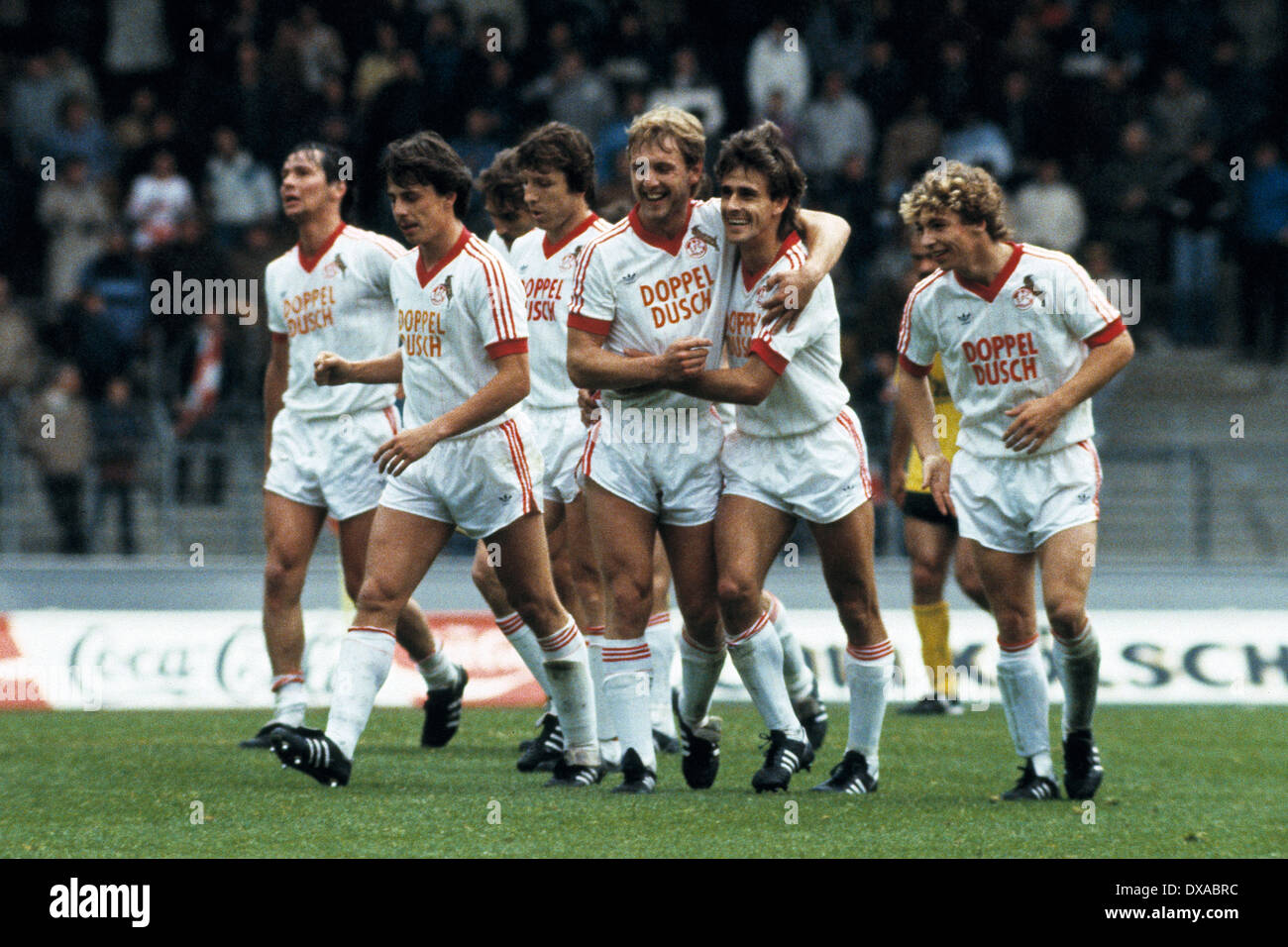 Spielszene, Torjubel Koeln, v.l.n.r. Stefan Engels, Dieter Prestin ...