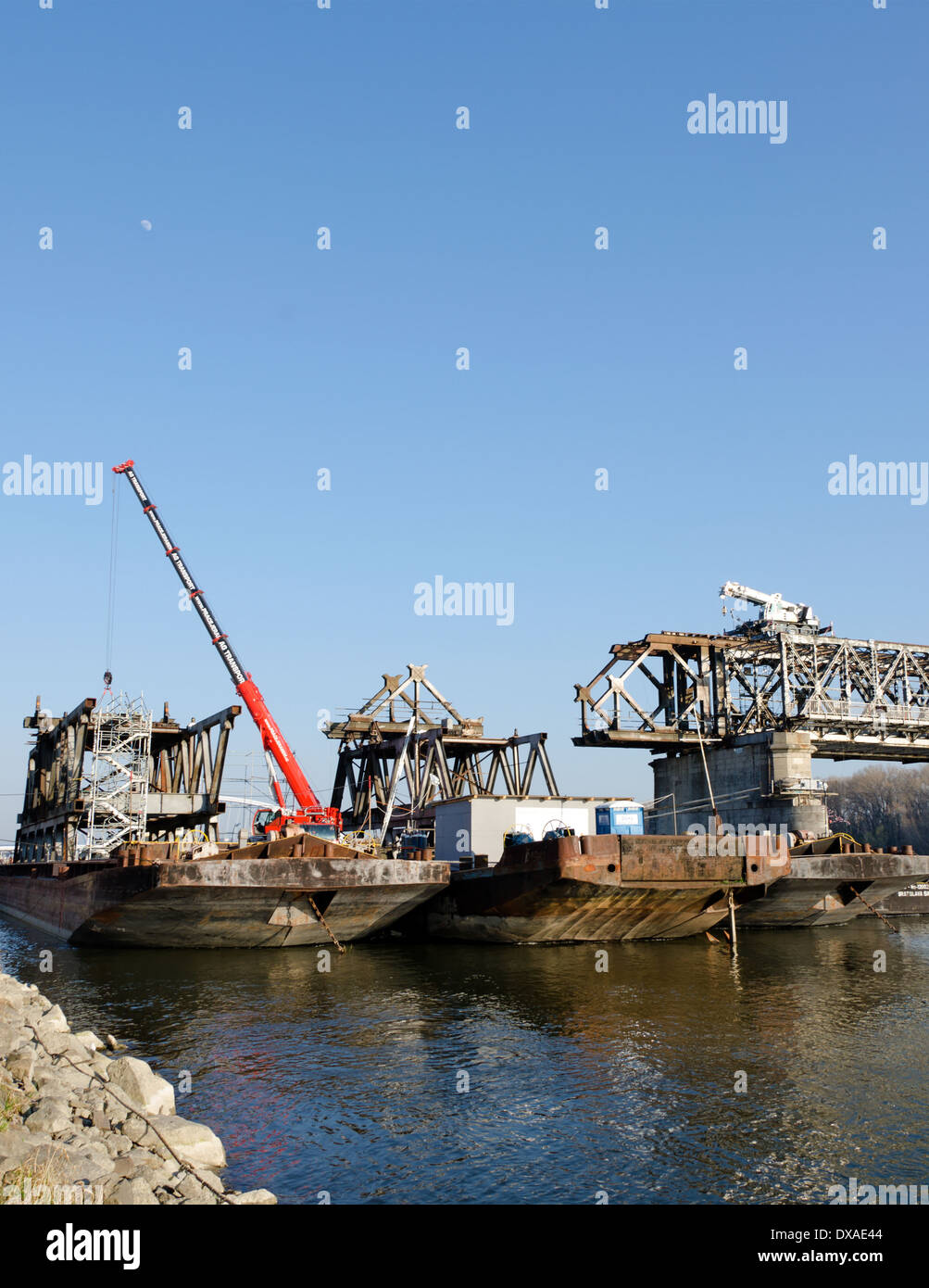 The Bratislava Stary most bridge demounting Stock Photo - Alamy