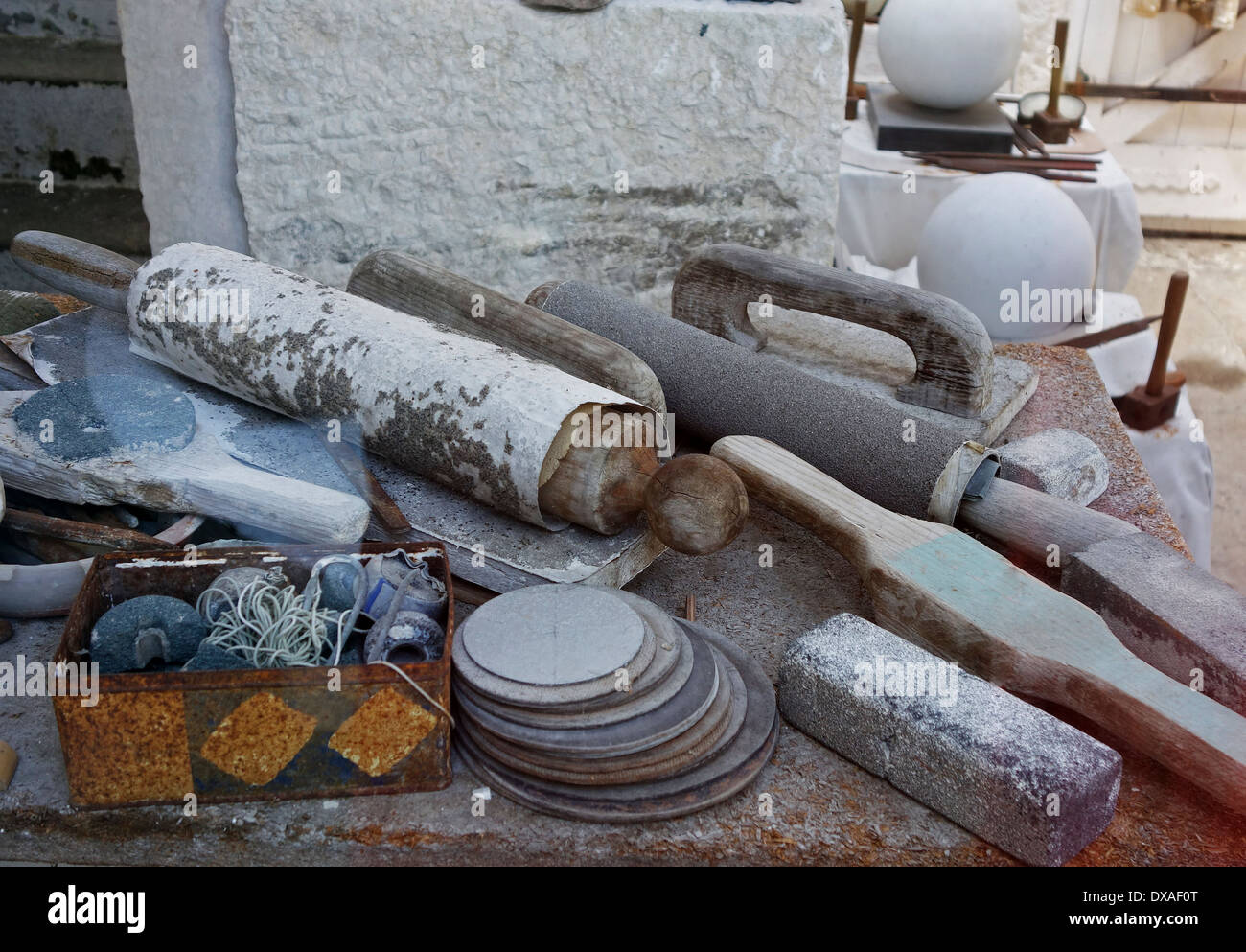 Sculpture tools at the Barbara Hepworth museum in St.Ives Stock Photo ...