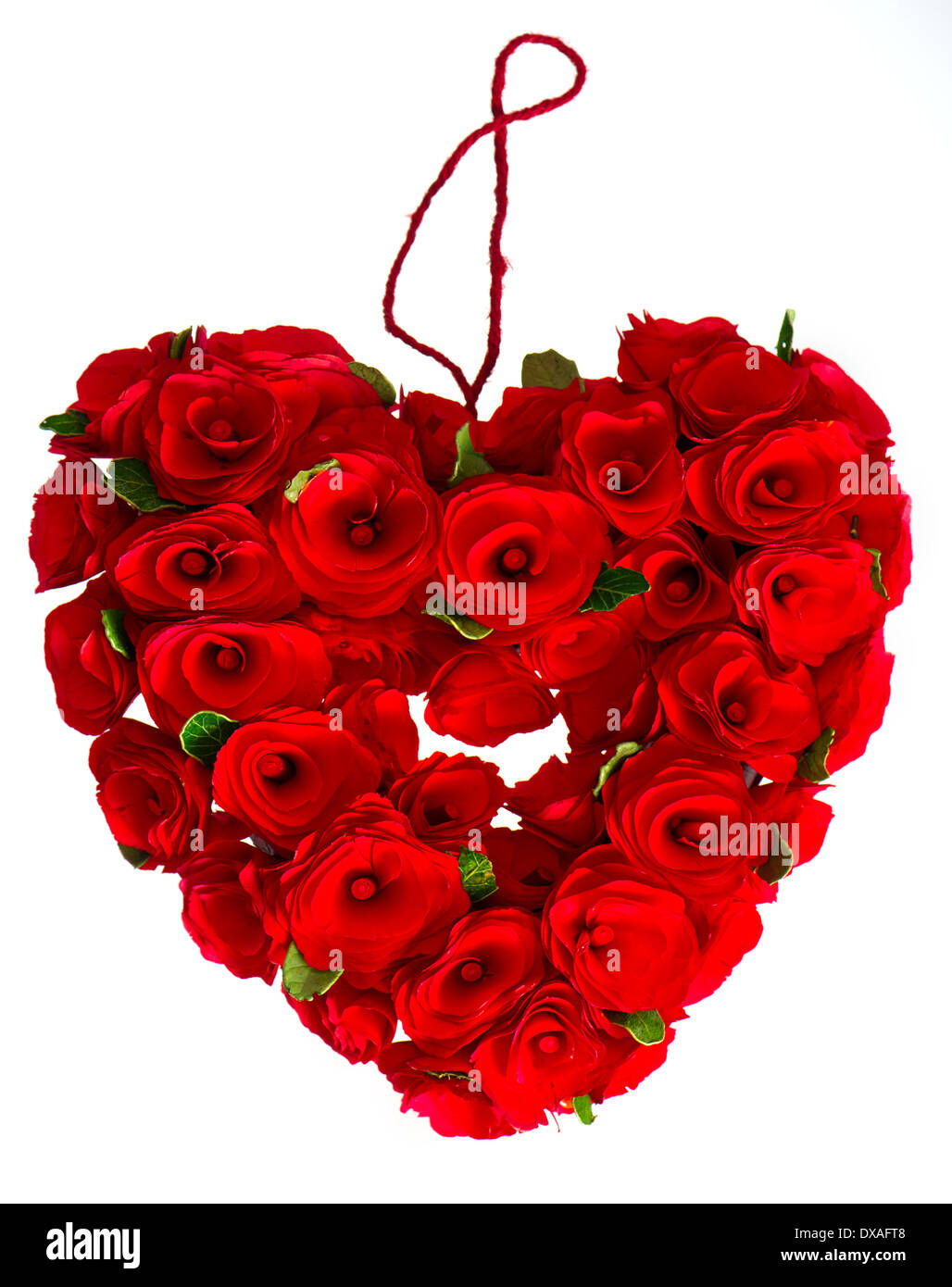 red heart of roses on white background Stock Photo - Alamy