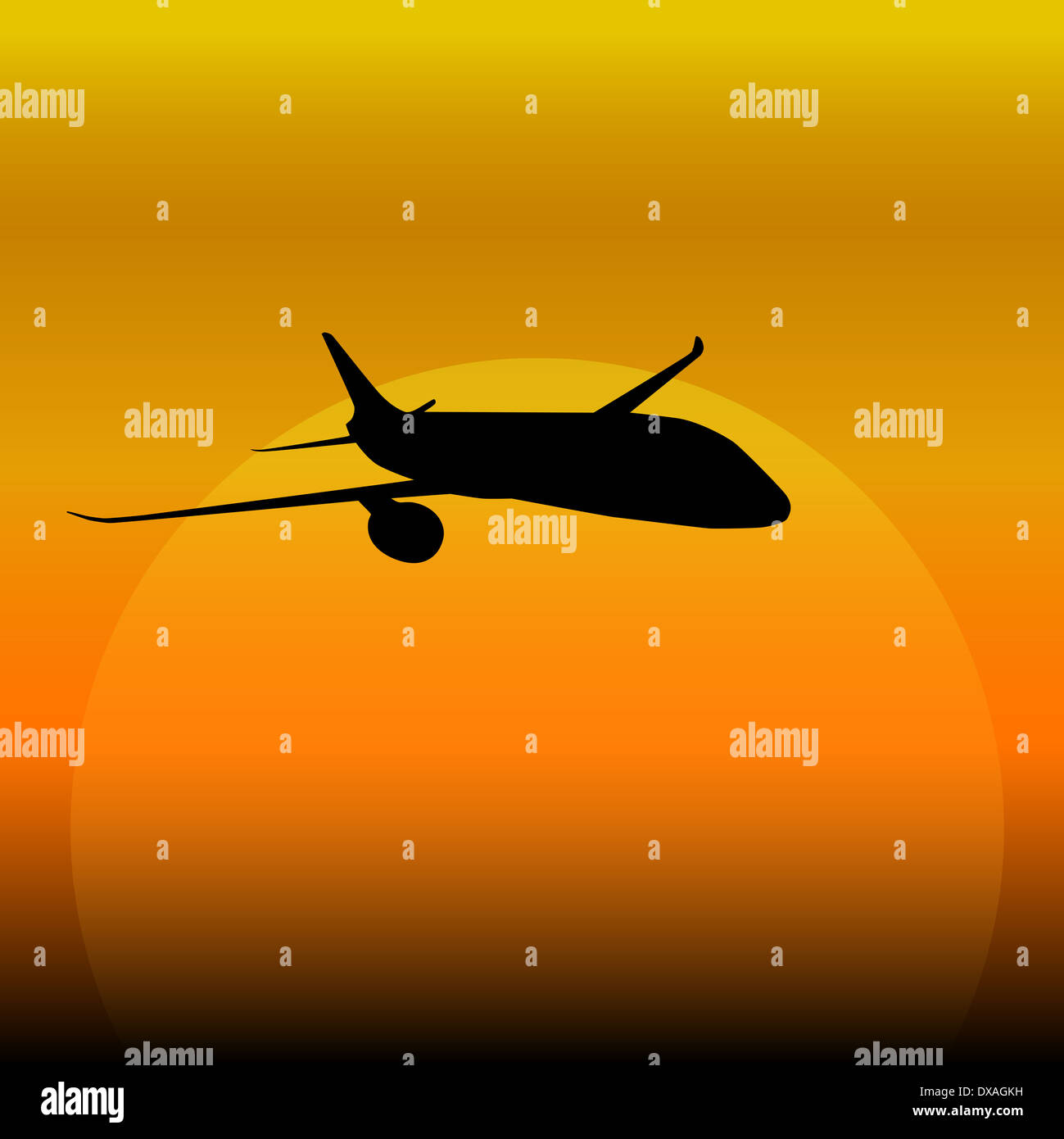 plane in flight on a background sunset Stock Photo - Alamy