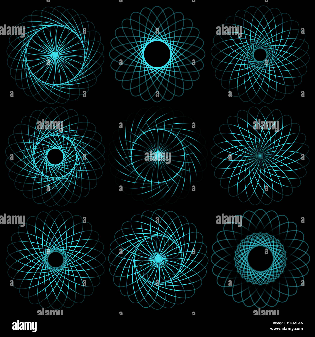 Pattern of round design elements spirograph Stock Photo - Alamy