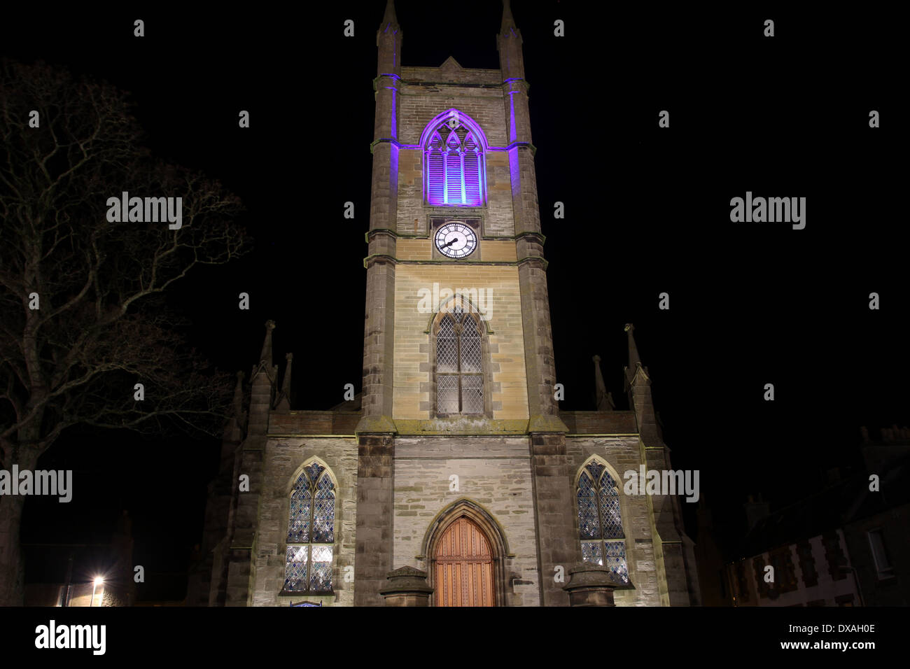 St Peter's & St Andrew's Church Thurso at night Scotland March 2014 ...