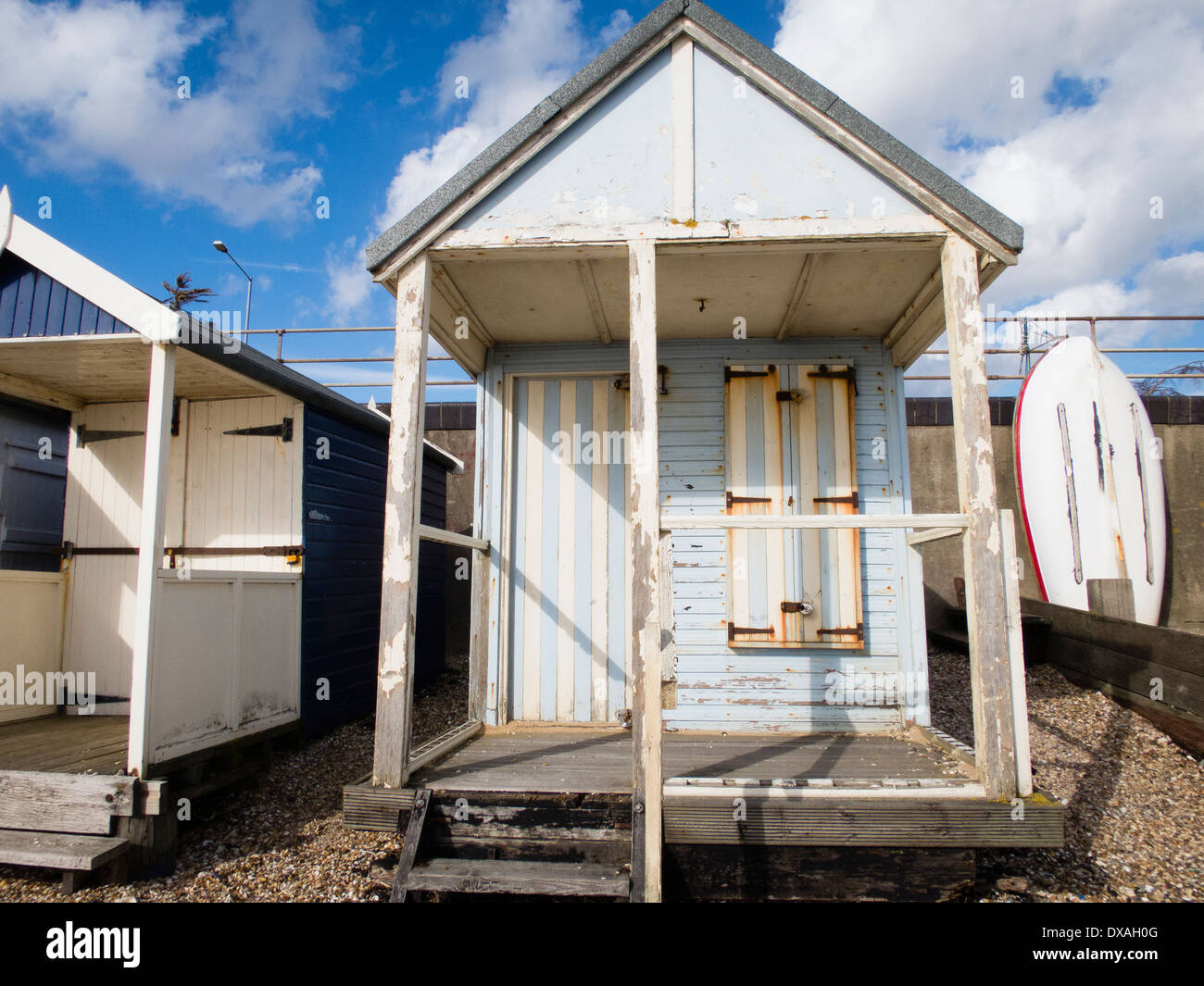 Wooden beach hut on the seafront Stock Photo - Alamy