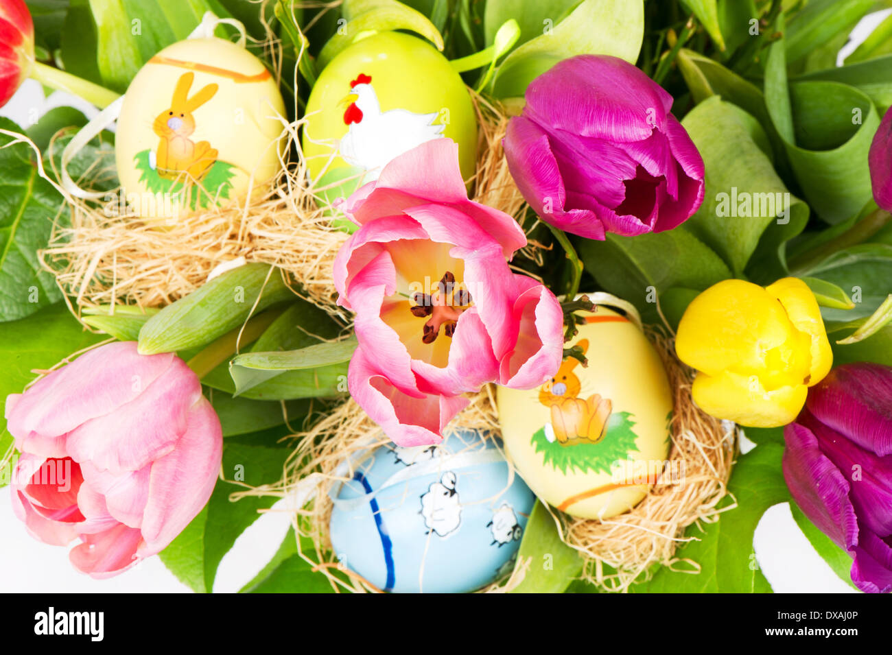 colorful easter tulip flowers bouquet Stock Photo - Alamy