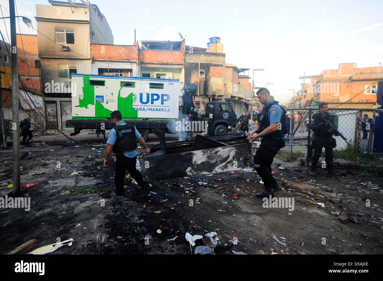Rio de Janeiro, Brazil. 21st March 2014. Military Police UPP Manguinhos ...
