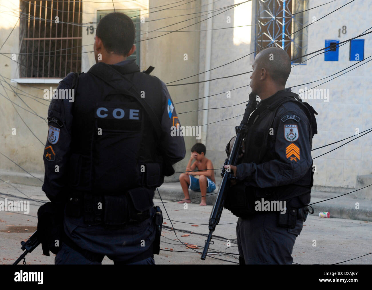 Rio de Janeiro, Brazil. 21st March 2014. Military Police UPP Manguinhos ...
