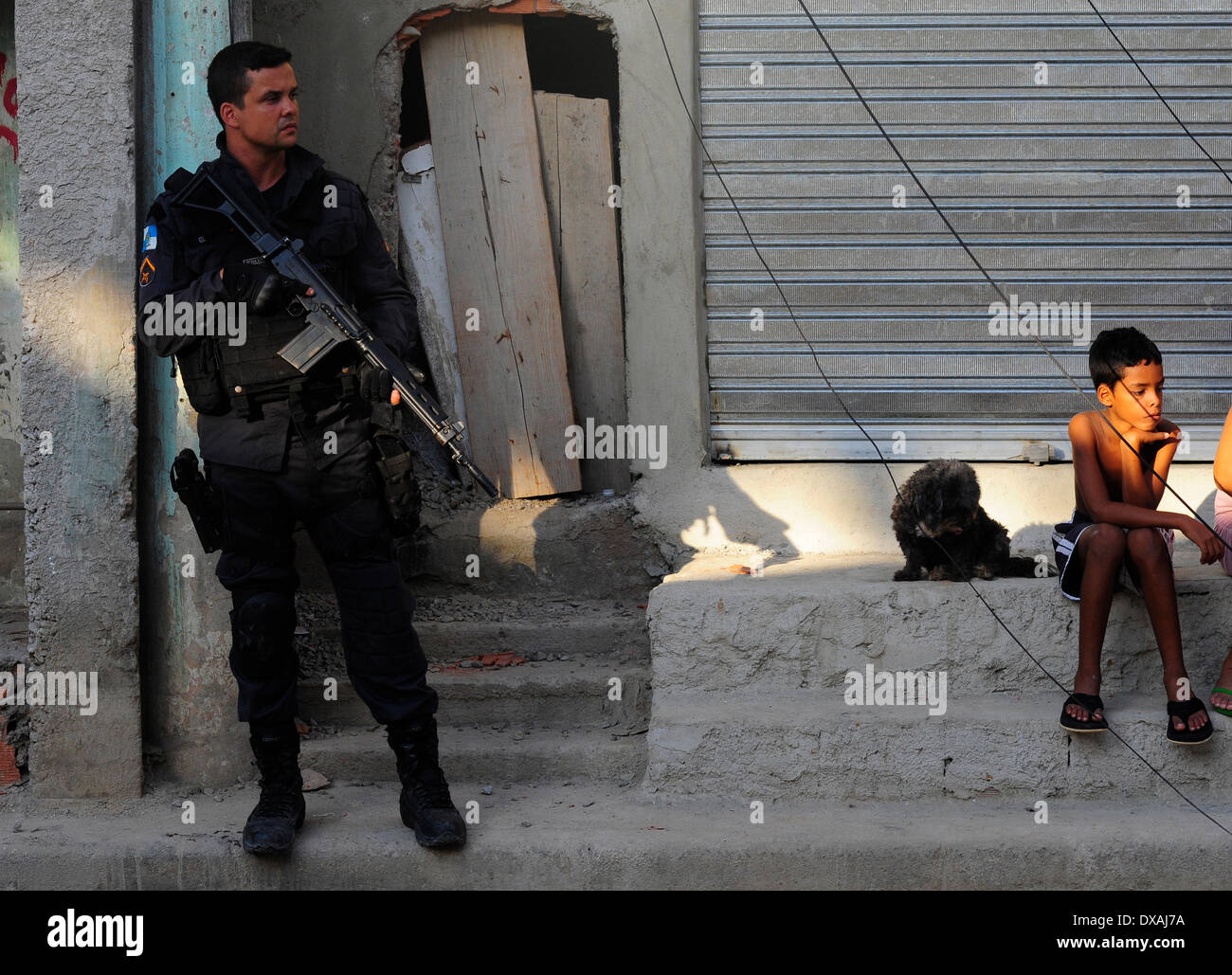 Rio de Janeiro, Brazil. 21st March 2014. Military Police UPP Manguinhos ...