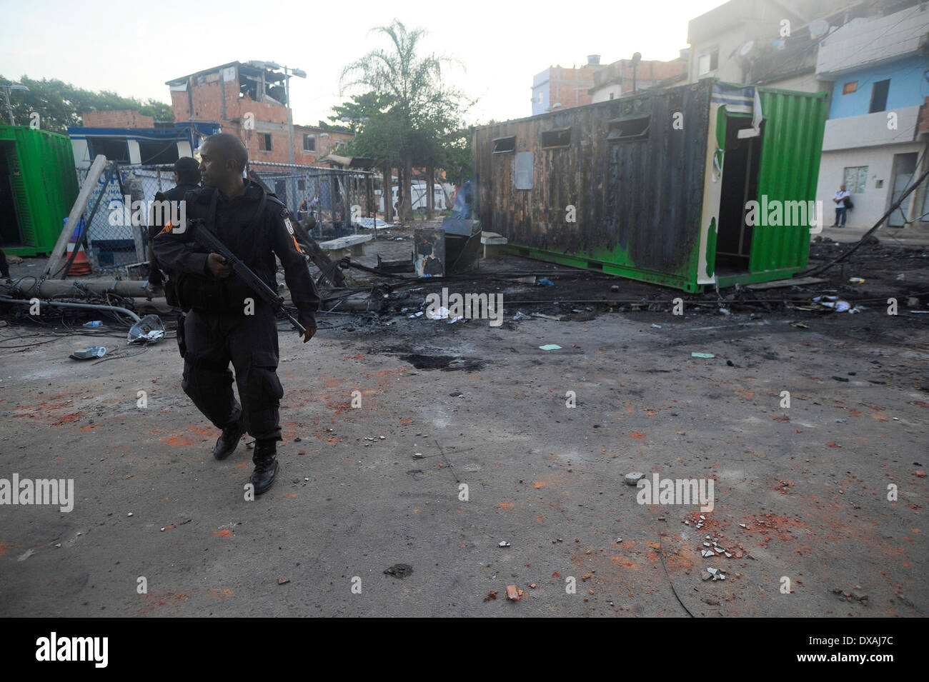 Rio de Janeiro, Brazil. 21st March 2014. Military Police UPP Manguinhos ...