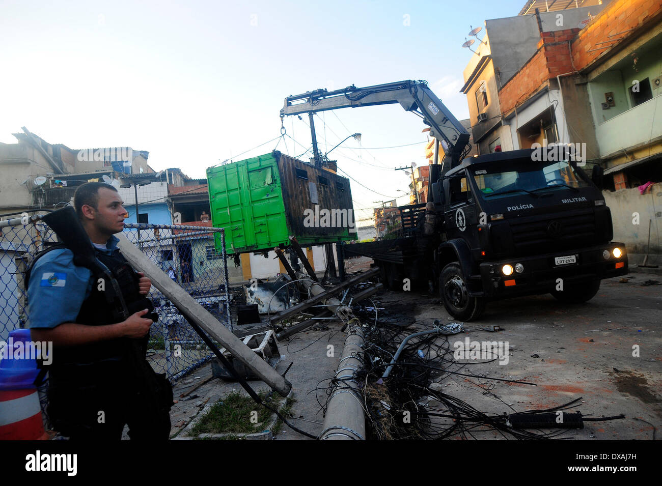 Rio de Janeiro, Brazil. 21st March 2014. Military Police UPP Manguinhos ...