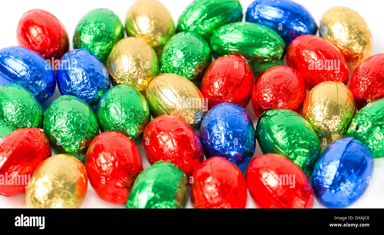colorful background of chocolate easter eggs Stock Photo - Alamy