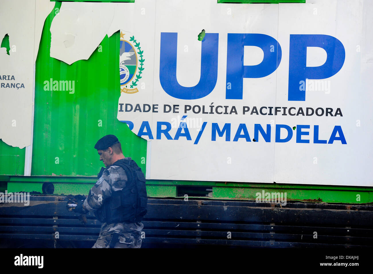Rio de Janeiro, Brazil. 21st March 2014. Military Police UPP Manguinhos ...