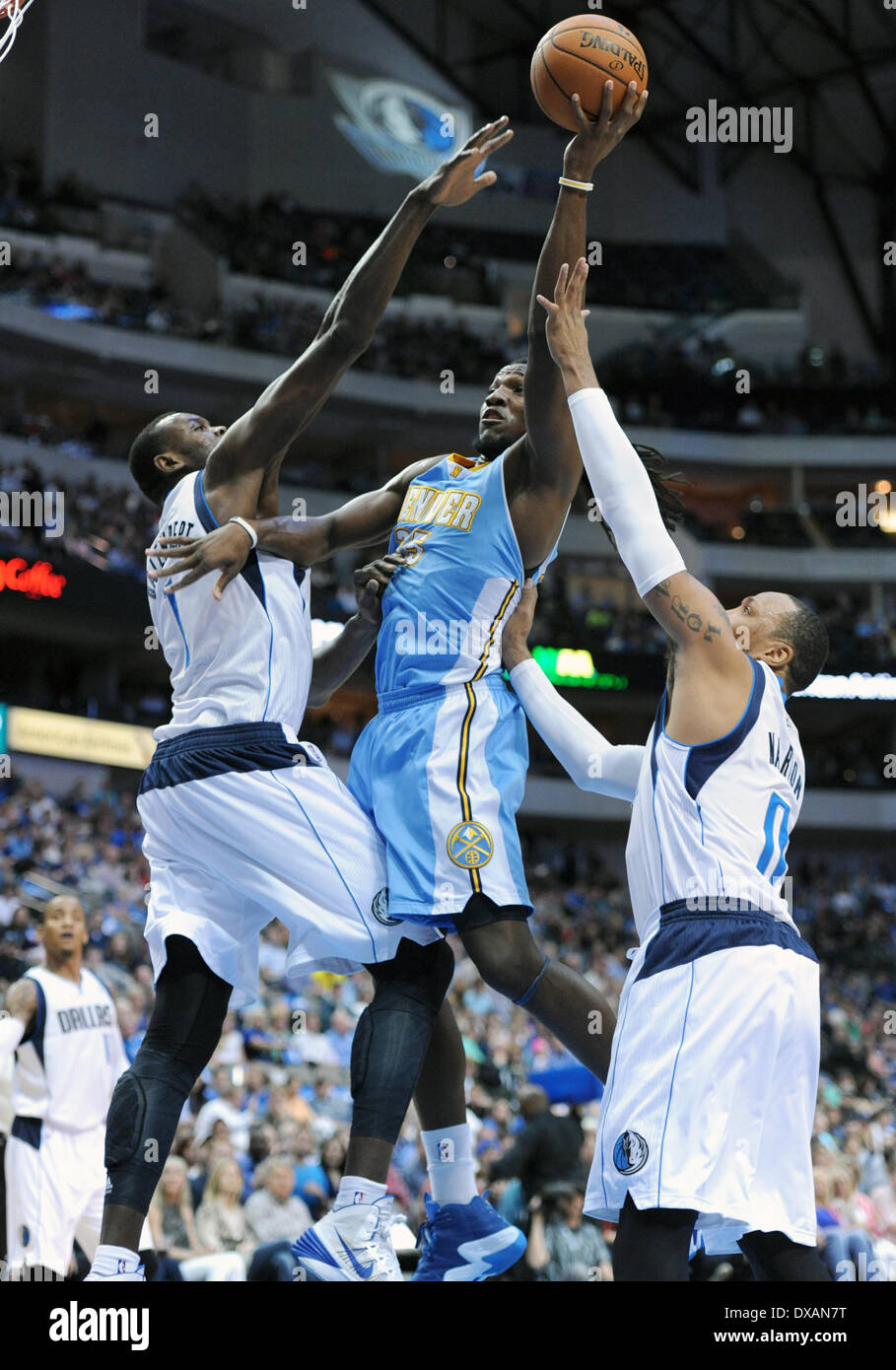 Dallas, Texas, USA. Mar 21, 2014: Denver Nuggets forward Kenneth Faried ...