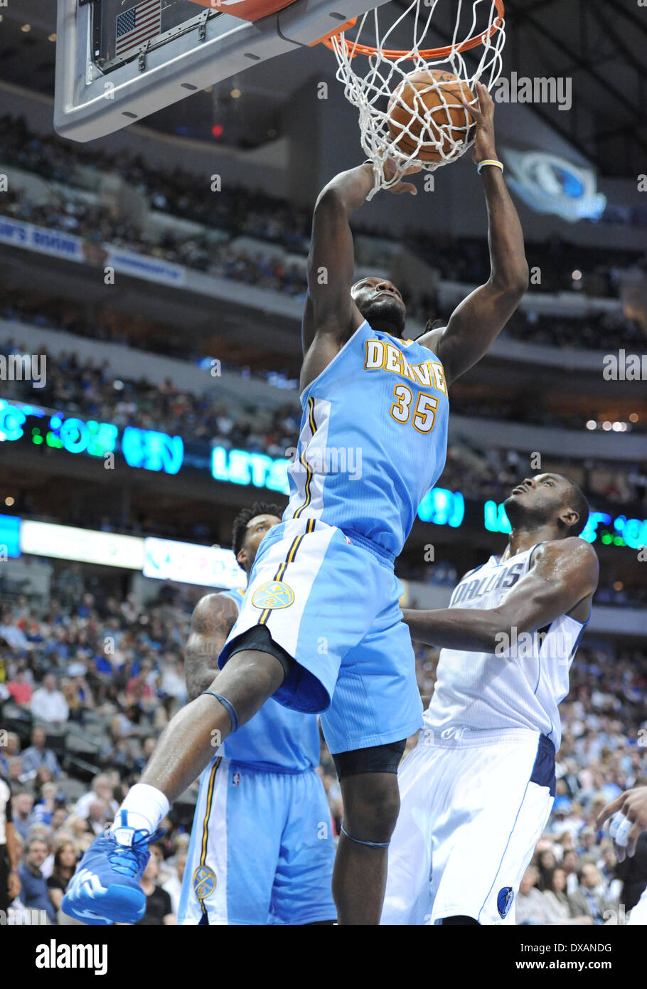 Dallas, Texas, USA. Mar 21, 2014: Denver Nuggets forward Kenneth Faried ...