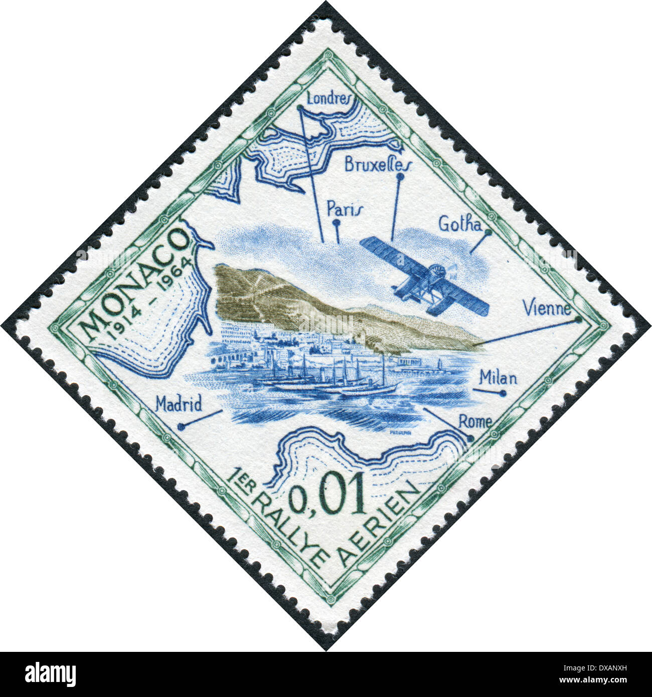 Postage stamp printed in Monaco, dedicated to the 50th anniversary of ...