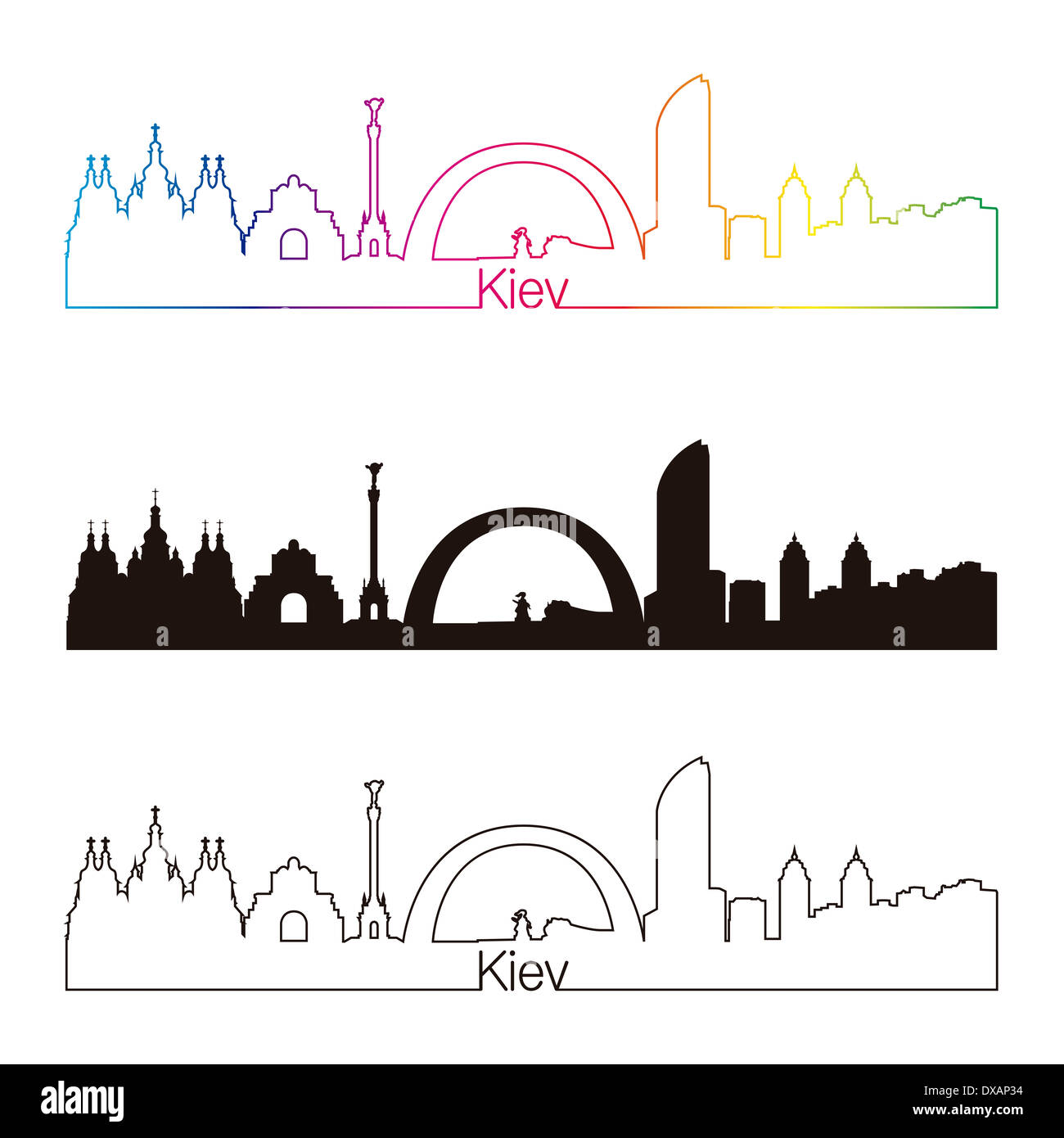 Kiev skyline linear style Stock Photo - Alamy