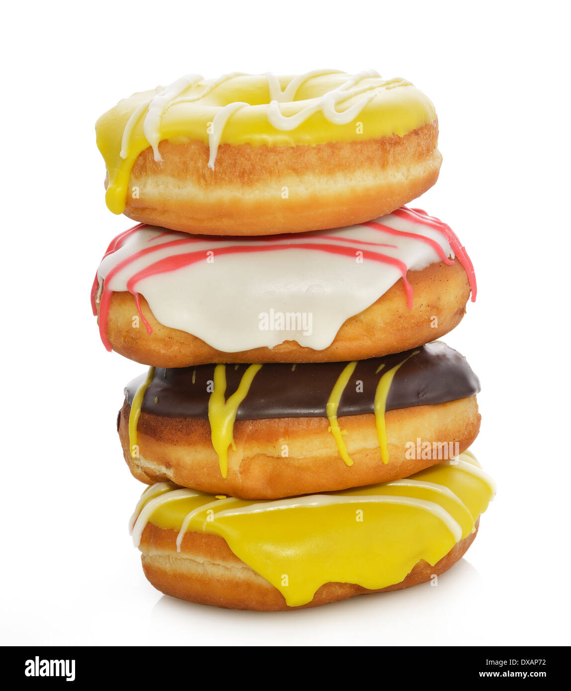 Collection Of Colorful Donuts On White Background Stock Photo - Alamy